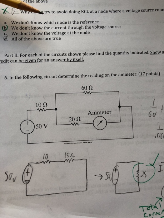 Solved f the above try to avoid doing KCL at a node where a | Chegg.com