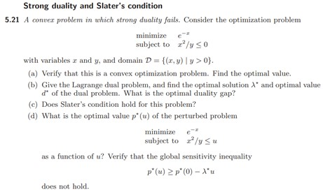 Strong duality and Slater's condition 5.21 A conver | Chegg.com
