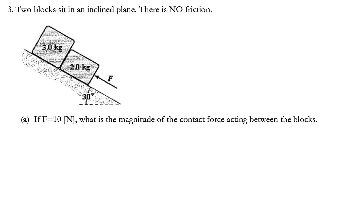 Solved 3. Two blocks sit in an inclined plane. There is NO | Chegg.com