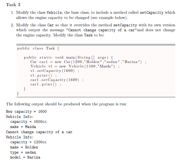 Solved Task 1 Complete the definition of the class Car by | Chegg.com