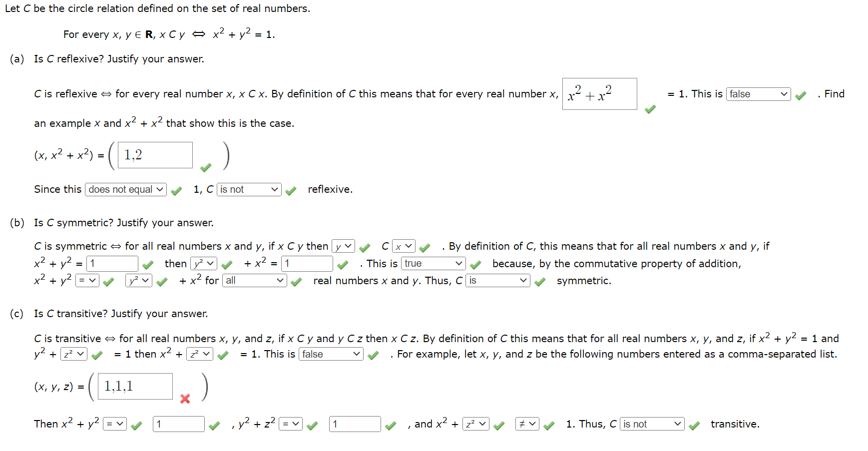 Solved Let C be the circle relation defined on the set of | Chegg.com