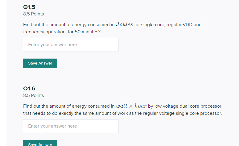 Solved Q1 51 Points Consider one CPU core running at VDD = | Chegg.com