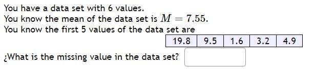 Solved You have a data set with 6 values. You know the mean | Chegg.com