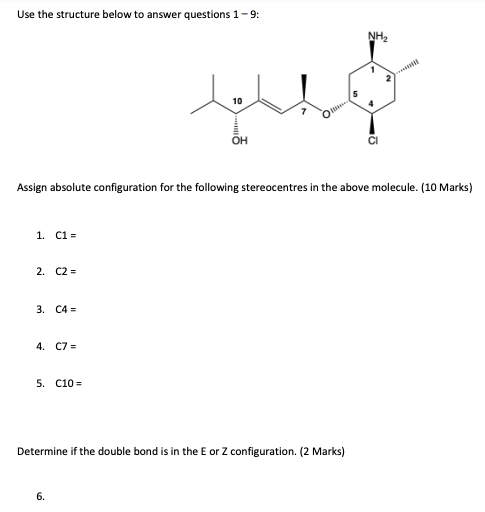 Solved Use the structure below to answer questions 1 – | Chegg.com