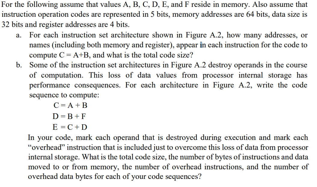 Solved the following assume that values A,B,C,D,E, and F | Chegg.com