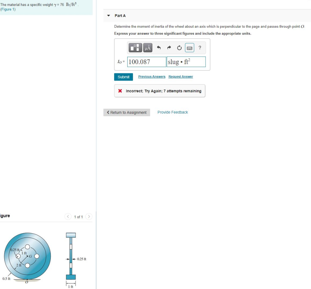 Solved The material has a specific weight y = 76 lb/ft? | Chegg.com