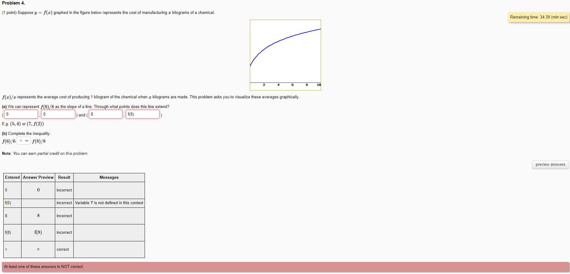 Solved (1 point) Suppose y=f(x) graphed in the figure below | Chegg.com