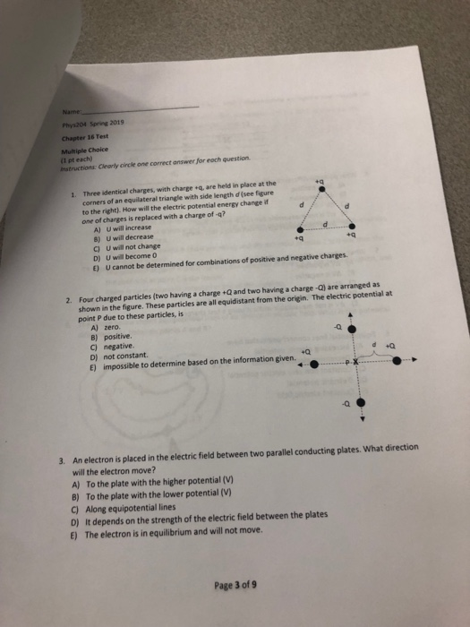 Solved Phys204 Spring 2019 Chapter 16 Test Multiple Choice | Chegg.com