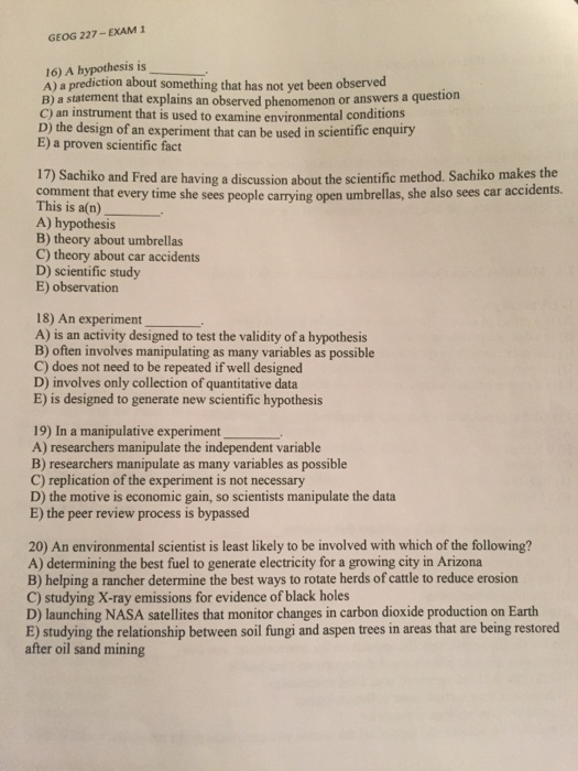 Solved A hypothesis is _____. A) a prediction about | Chegg.com