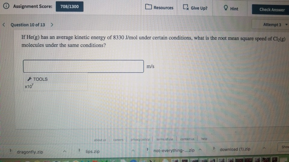 Solved O Assignment Score: Resources 708/1300 O Hint Give | Chegg.com