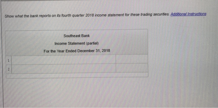 Solved Instructions Southeast Bank invests in trading | Chegg.com