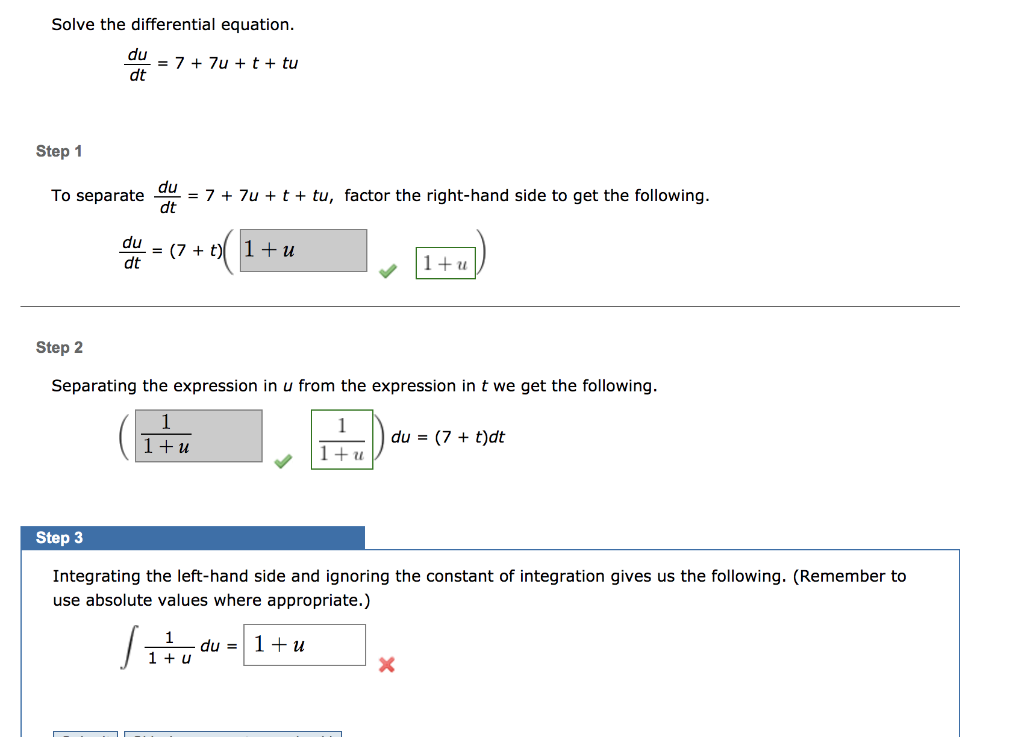 Solved Solve the differential equation. du dt = 7 + 7 + t + | Chegg.com