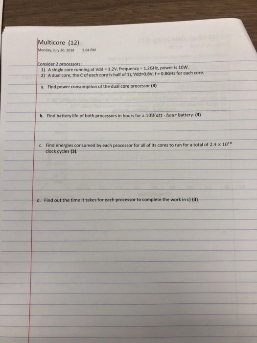 Solved ulticore (12) Monday, July 30, 20185:04 PM Consider 2 | Chegg.com
