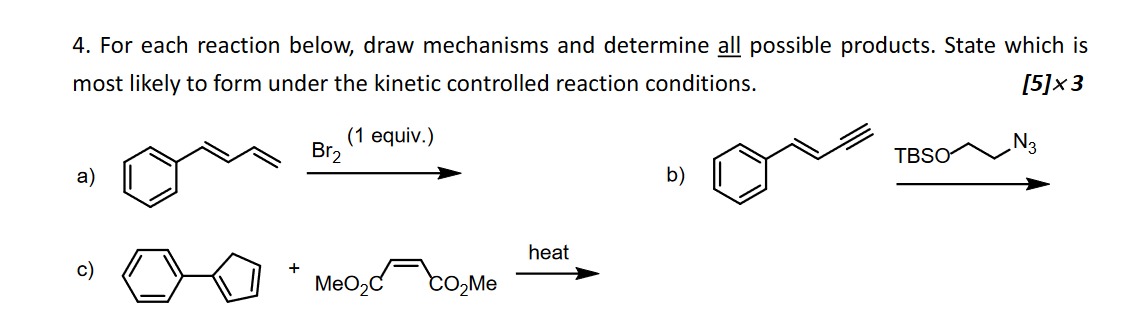 Solved For each reaction below, draw mechanisms and | Chegg.com