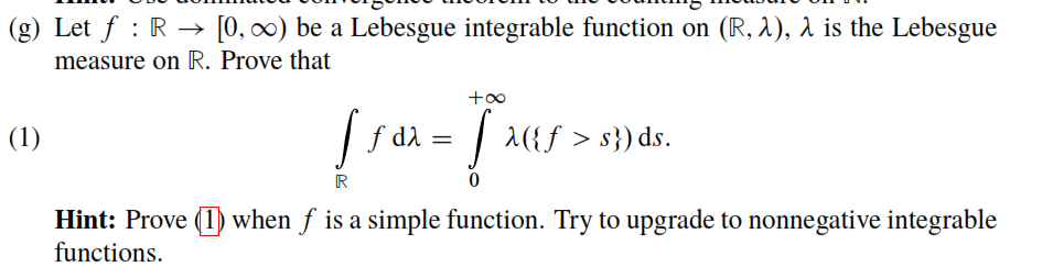 Solved (g) Let f : R [0,00) be a Lebesgue integrable | Chegg.com