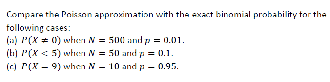 Solved STOCHASTICSCompare the Poisson approximation with the | Chegg.com