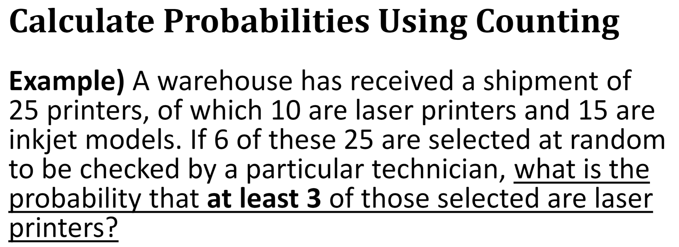 Solved Calculate Probabilities Using Counting Example) A | Chegg.com
