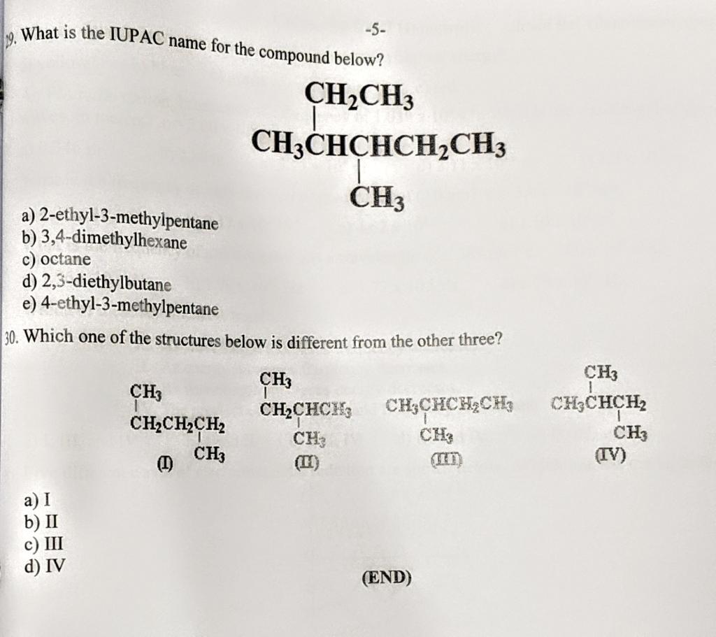 Solved 19. What is the IUPAC name for the compound below? | Chegg.com