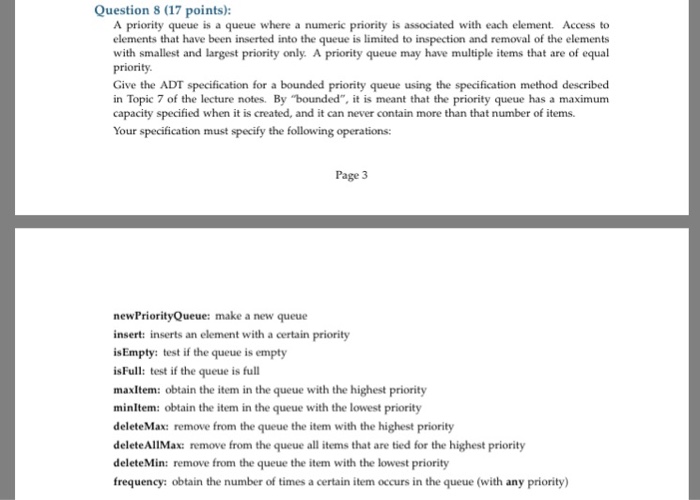 Solved Question 8 (17 points): A priority queue is a queue | Chegg.com