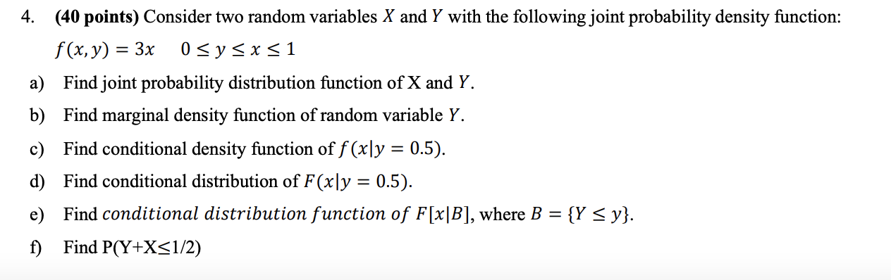 Solved 4 40 Points Consider Two Random Variables X And Y