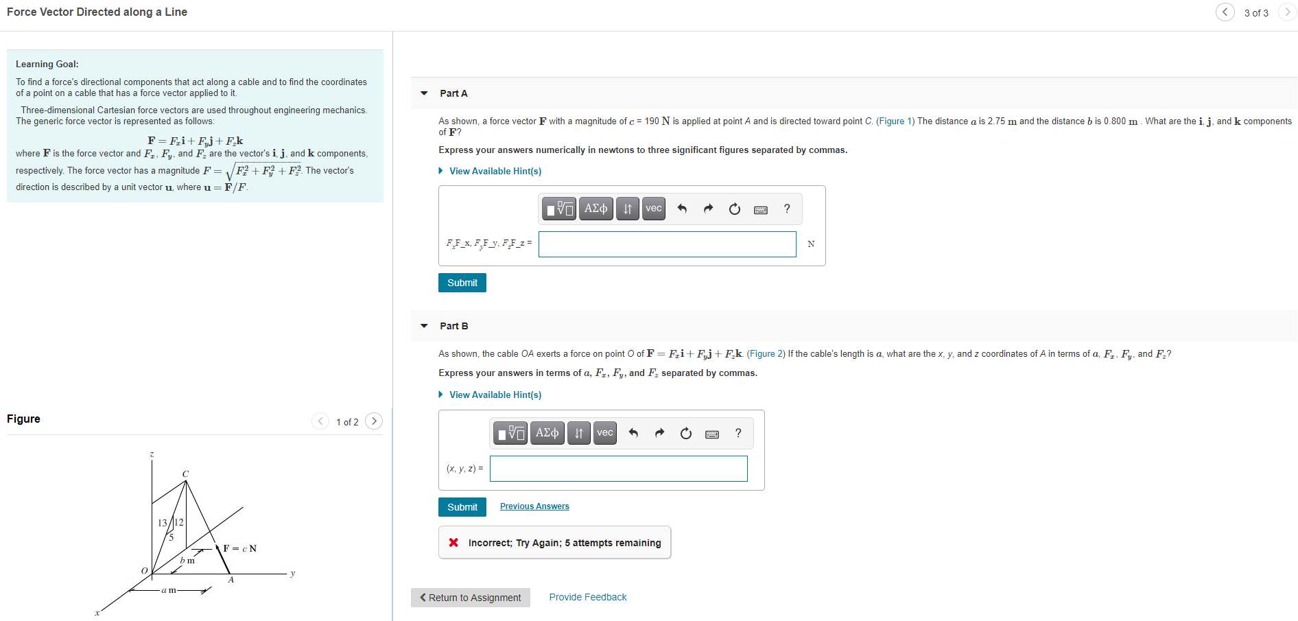 Solved Force Vector Directed along a Line 3 of 3 Part A | Chegg.com