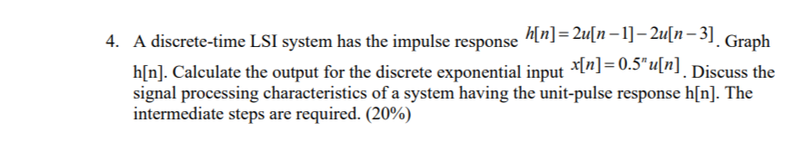 Solved A discrete-time LSI system has the impulse response | Chegg.com