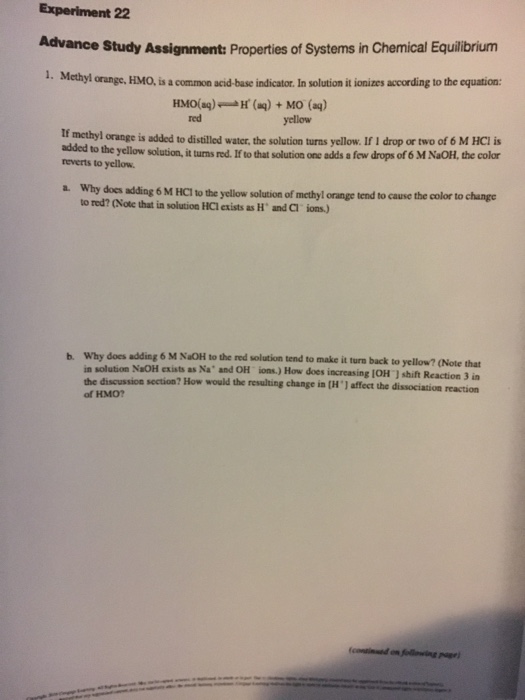 Solved Experiment 22 Advance Study Assignment Properties of | Chegg.com