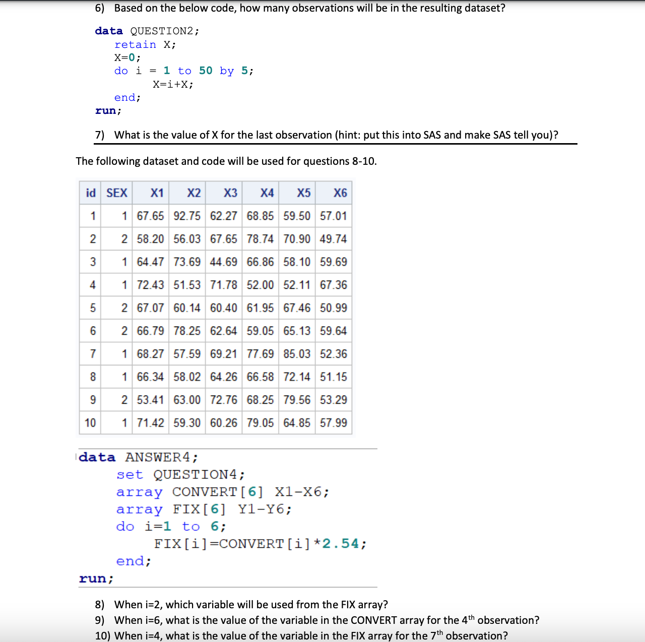 Solved 6) ﻿Based on the below code, how many observations | Chegg.com
