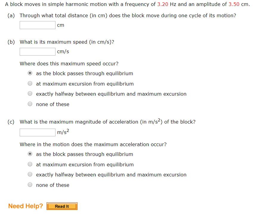 Solved A block moves in simple harmonic motion with a | Chegg.com