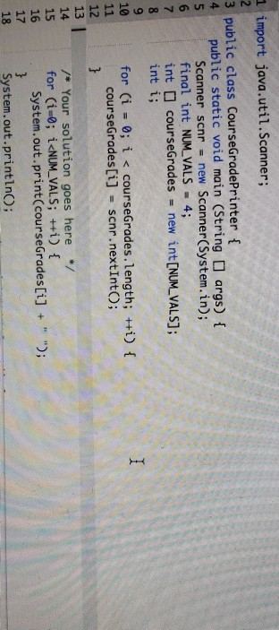 Solved Write a for loop to print all elements in | Chegg.com