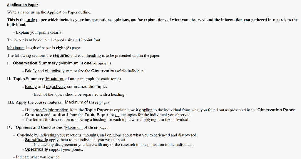 Application Paper Write a paper using the Application | Chegg.com