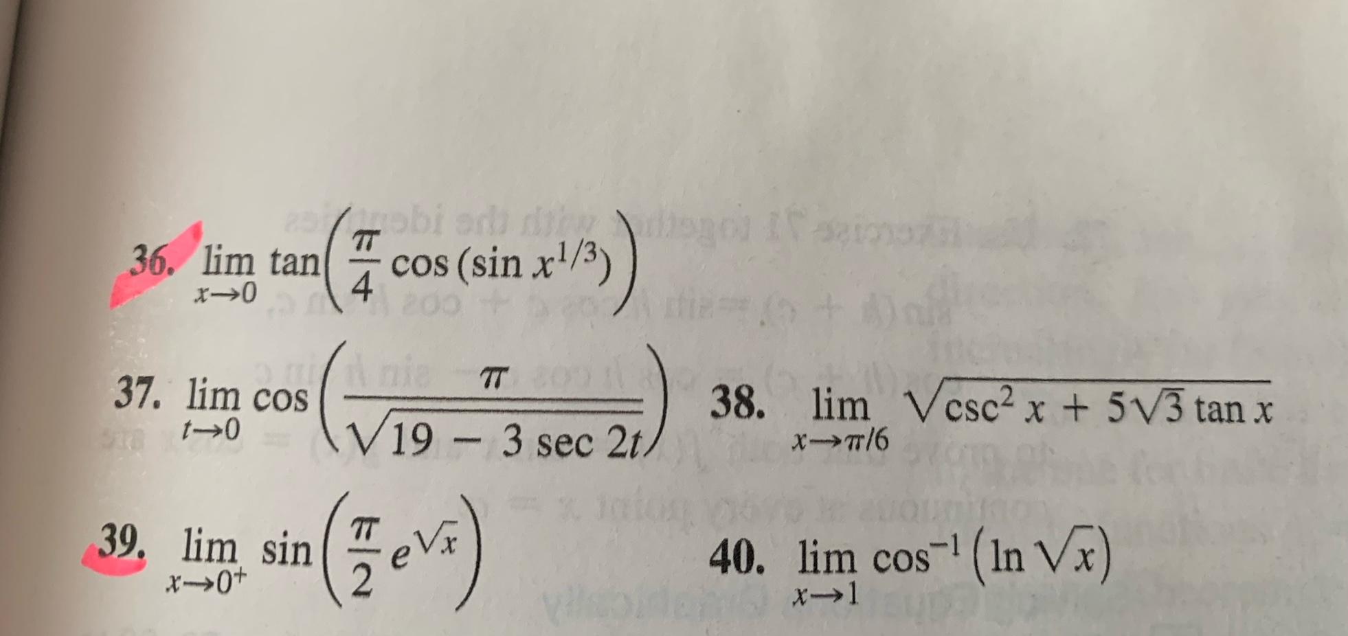 Solved 2 Et Limits Involving Trigonometric Functions Find