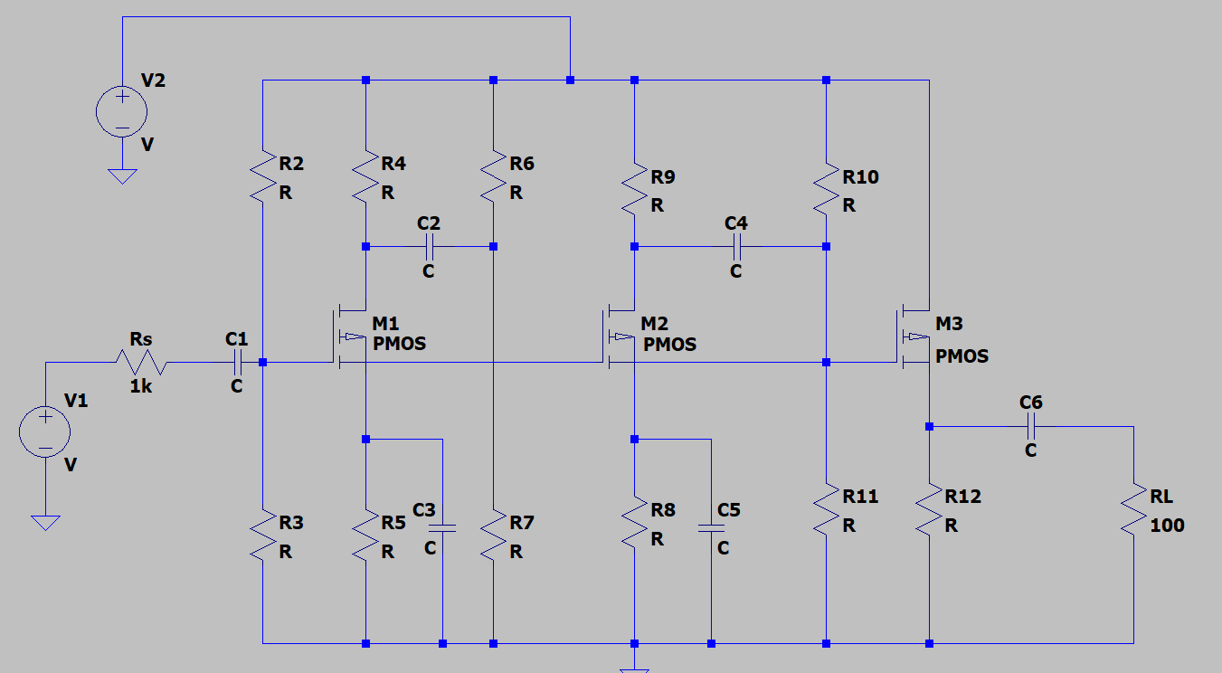 Three stage mosfet amplifier