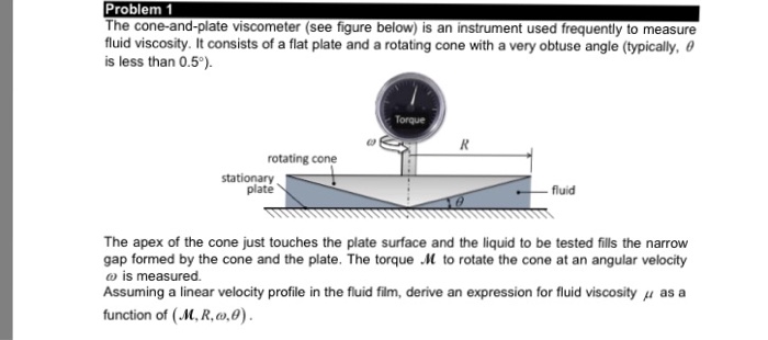 Solved The cone-and-plate viscometer (see figure below) is | Chegg.com