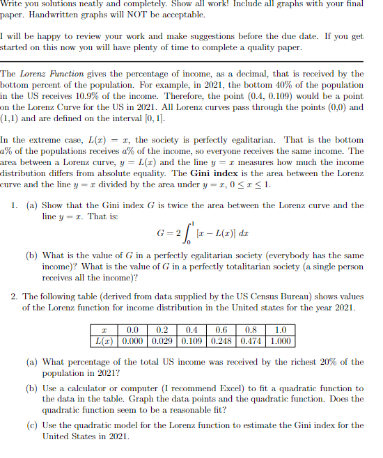 Solved Write you solutions neatly and completely. Show all | Chegg.com
