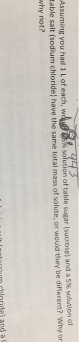 Solved % solution of table sugar (sucrose) and a 5% solution | Chegg.com
