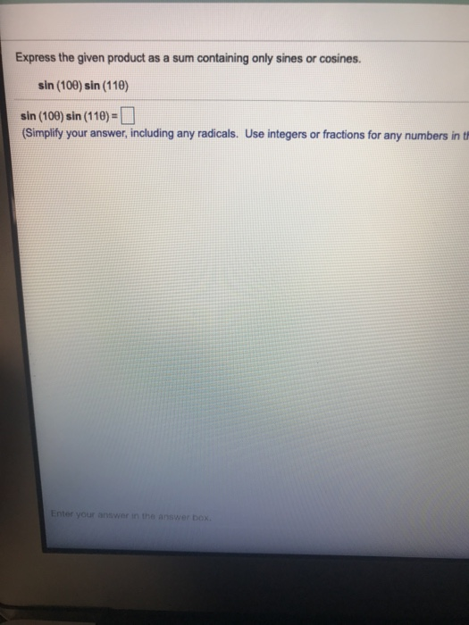 Solved Express the given product as a sum containing only | Chegg.com