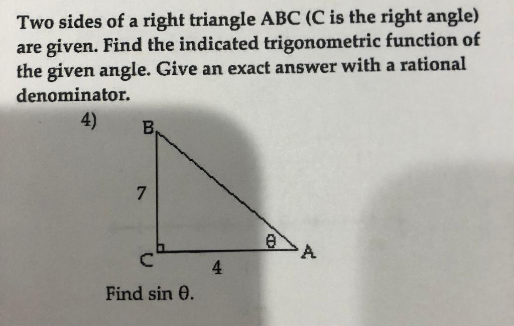 Solved Two sides of a right triangle ABC (C is the right | Chegg.com