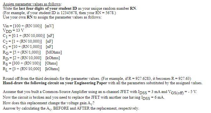 Solved Assign parameter values as follows: Write the last | Chegg.com