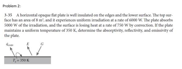 Solved 3-35 A horizontal opaque flat plate is well insulated | Chegg.com