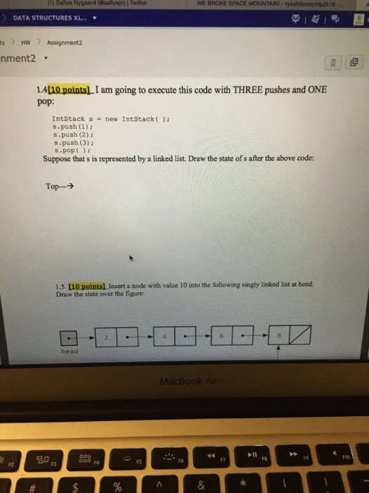Solved 1.3 points am going to execute this code with THREE | Chegg.com