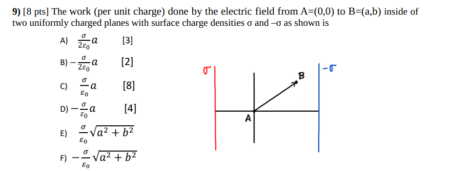 Solved 9) [8 pts] The work (per unit charge) done by the | Chegg.com