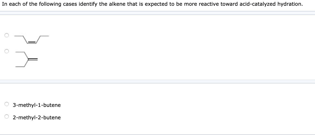 Solved In each of the following cases identify the alkene | Chegg.com