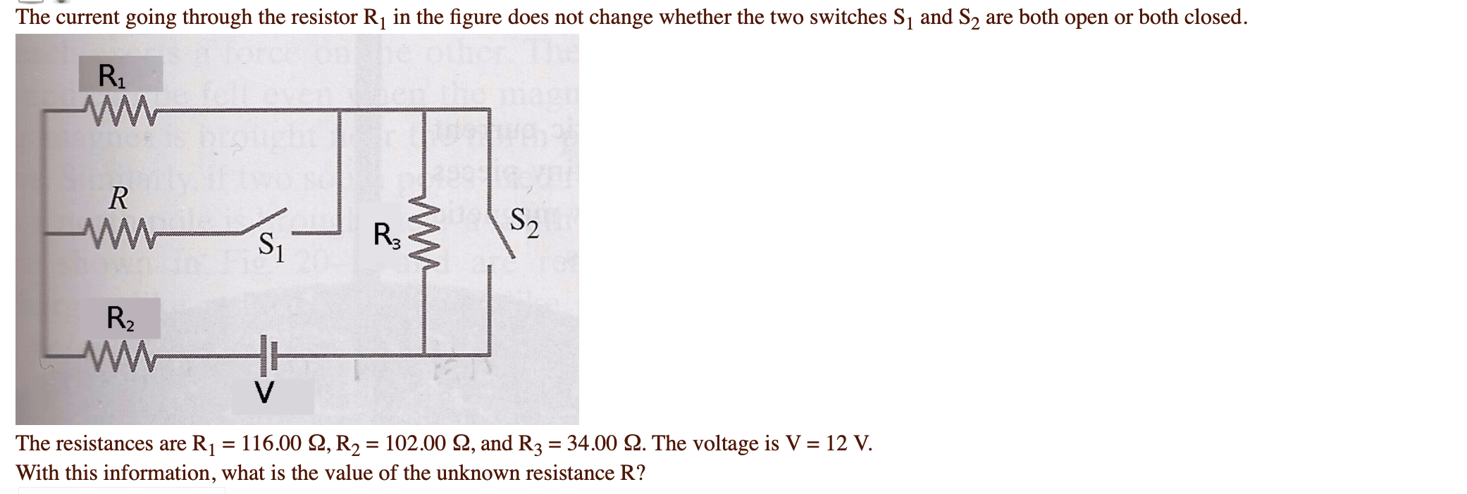 Solved The current going through the resistor Ry in the | Chegg.com