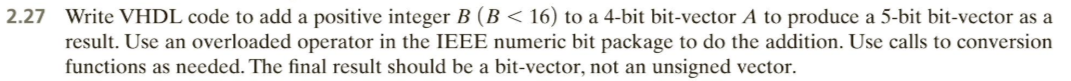 2.27 Write VHDL code to add a positive integer B | Chegg.com