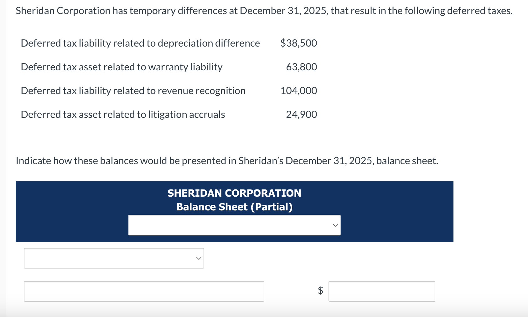 Solved Sheridan Corporation has temporary differences at | Chegg.com