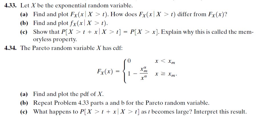 Solved 4.33. Let X be the exponential random variable. (a) | Chegg.com