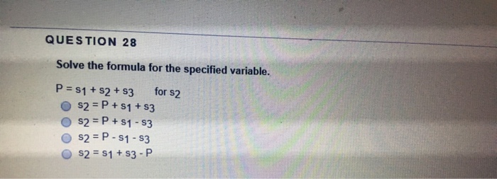 Solved Solve the formula for the specified variable. P = | Chegg.com