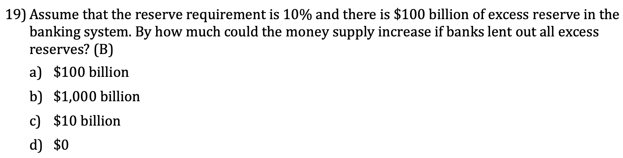 Solved show ALL workAssume that the reserve requirement is | Chegg.com