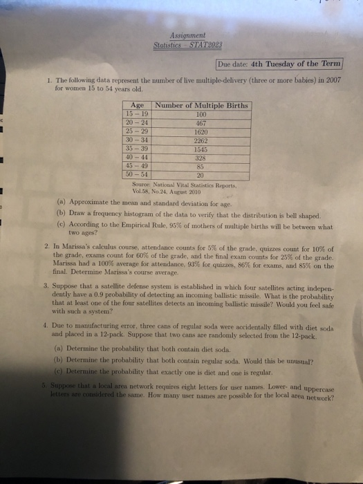 Solved Assignment Due date: 4th Tuesday of the Term 1. The | Chegg.com